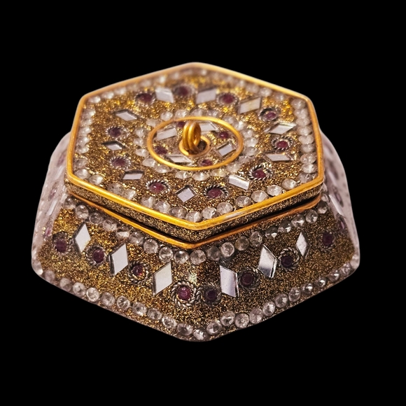 Source Unknown | Accents | Vintage 3 Octagonal Shaped Jeweled Mirrored ...